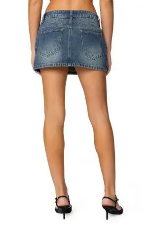 EDIKTED Ruari Studded Denim Mini Skirt