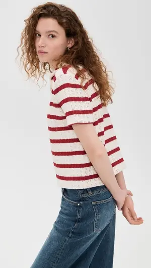 Madewell Crochet Knit V-neck Tee