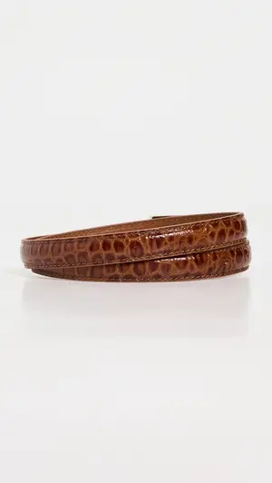 ANINE BING Nicola Croc-embossed Belt - Brown