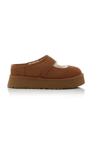 UGG Bea Sheepskin Platform Mary Jane Slippers - Tan