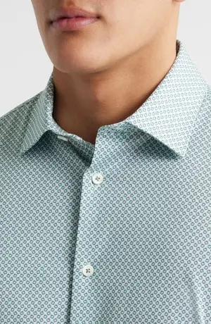 Bugatchi James Ooohcotton® Geometric Print Button-up Shirt - Mint