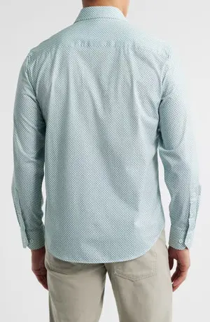 Bugatchi James Ooohcotton® Geometric Print Button-up Shirt - Mint