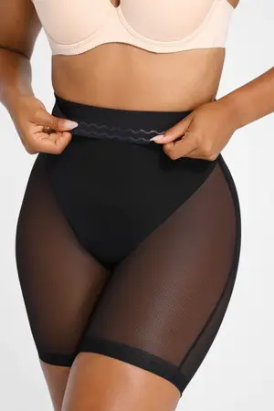 SHAPELLX Mesh Smooth Tummy Control Butt-lifting Shorts - Onyx Black