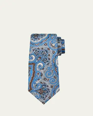 Kiton Silk Seven-Fold Neck Tie Light Blue Multi