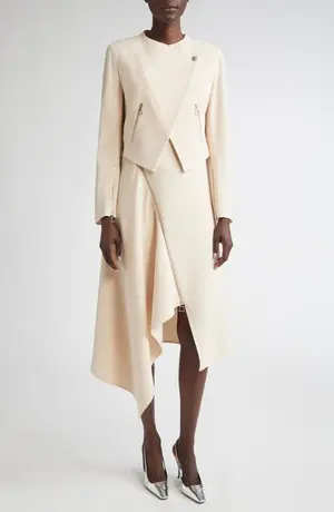 Akris Asymmetric Wool Dress - Seashell