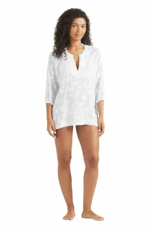 Vilebrequin Disco Butterflies Embroidered Viscose Dress - Blanc