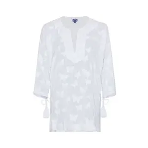 Vilebrequin Disco Butterflies Embroidered Viscose Dress - Blanc