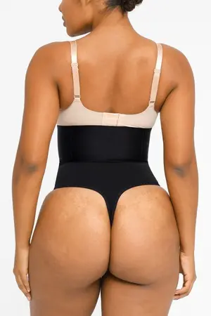 SHAPELLX High-rise Body Sculpting Thong - Onyx Black