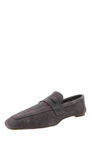 FOREVER & ALWAYS SHOES Morne Nappa Leather Loafers - Grey Suede Leather