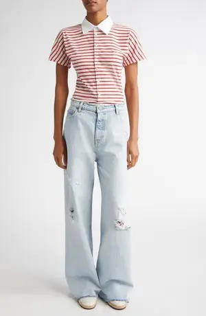 GOLDEN GOOSE Melody Wide Leg Jeans - Cloud Blue