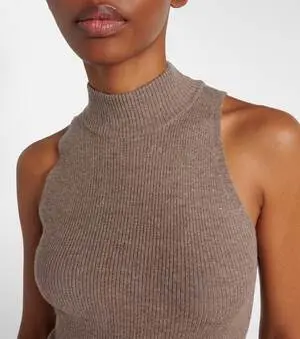 Brunello Cucinelli Ribbed-knit Turtleneck Top - Brown