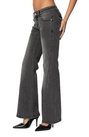 EDIKTED Colton Stretch Bootcut Jeans - Black-washed