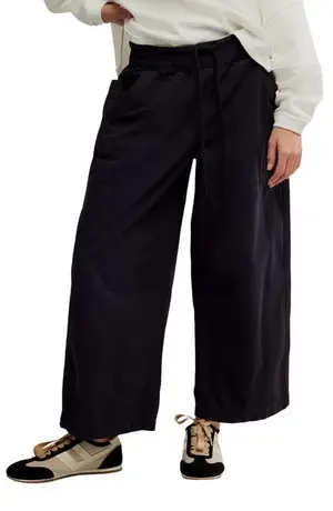 Free People Easy Peasy Wide Leg Drawstring Pants - Black