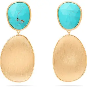 Marco Bicego Lunaria Turquoise Double Drop Earrings - Gold