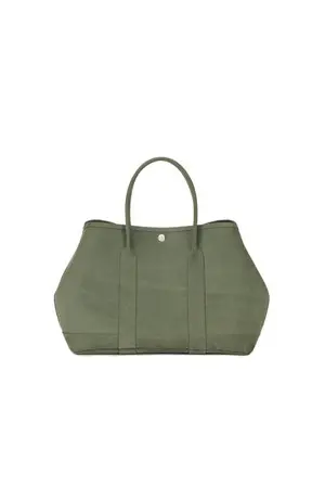 EZRA ARTHUR Audrey Velvet Leather Tote Bag - Moss