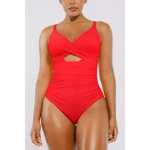 SHAPELLX Cutout-front Shaping One-piece Swimsuit - Red