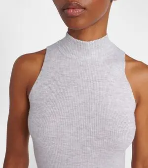 Brunello Cucinelli Ribbed-knit Turtleneck Top - Grey