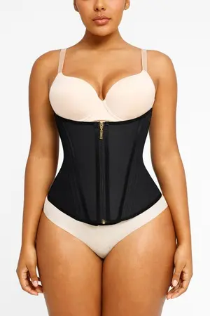 SHAPELLX Core Control Latex Waist Trainer - Jet Black