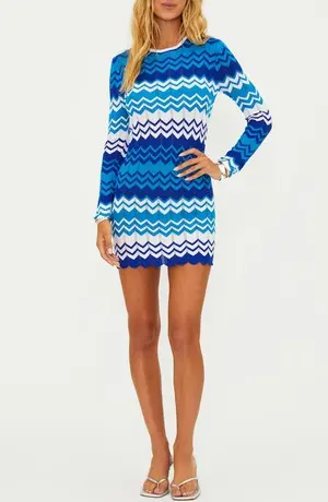 Beach Riot Shea Long Sleeve Cover-up Dress - Antibes Chevron