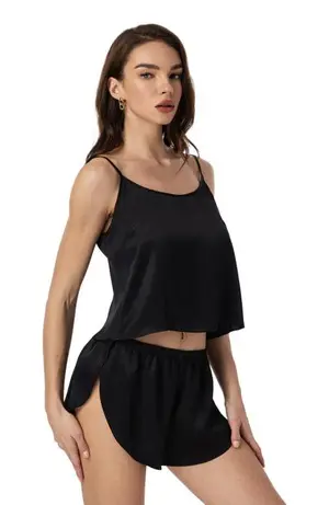 SILKSILKY Pure Silk Camisole Set - Black