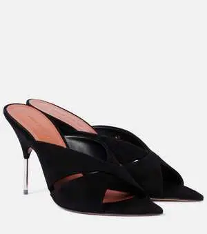 Women's Black Suede Pointed Toe Sandals
