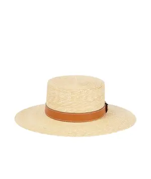Gucci Gg Leather-trimmed Straw Boater Hat - Beige