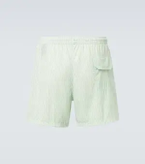 Thom Sweeney Striped Swim Trunks - Green