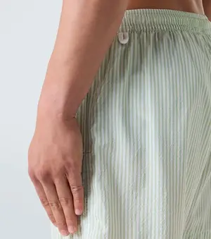 Thom Sweeney Striped Swim Trunks - Green