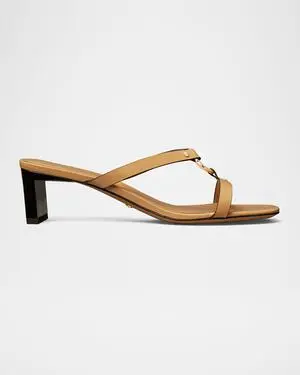Tory Burch Leather Ring Heeled Slide Sandals - Cantucci