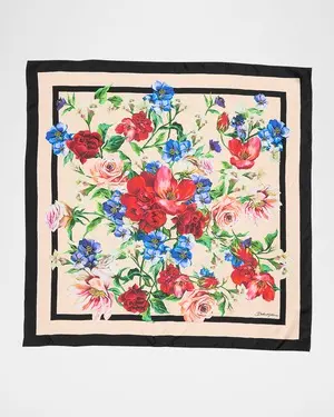 Dolce & Gabbana Floral Foulard Silk Scarf - H25qg Bouquet Fiori F Nudo