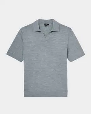 REISS Duchie Merino Wool Open Collar Polo Shirt