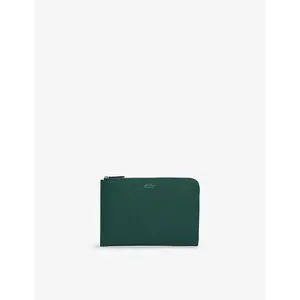 Smythson Panama Leather Slim Pouch - Forest Green