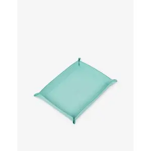 Smythson Large Rectangular Leather Trinket Tray Bright Aqua