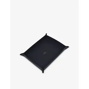 Smythson Large Rectangular Leather Trinket Tray - Navy