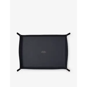 Smythson Large Rectangular Leather Trinket Tray - Navy