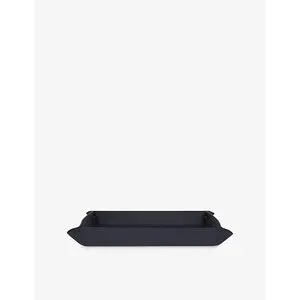 Smythson Large Rectangular Leather Trinket Tray - Navy