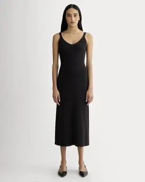 Everlane Fine Knit Cami Top Midi Dress - Black