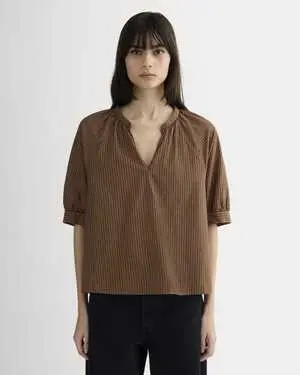 Everlane Gauze Gathered Top - Carob Brown / Black