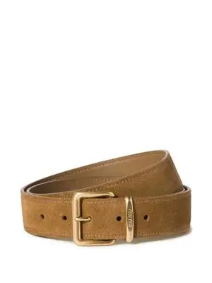 Miu Miu Suede Belt With Gold-Tone Hardware Oliva