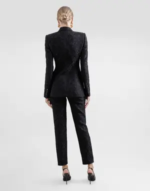 Dolce & Gabbana Floral Quilted Jacquard Turlington Jacket - Black