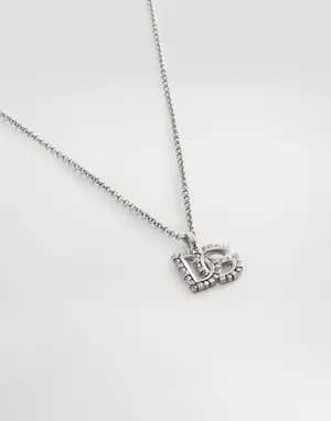 Dolce & Gabbana Rhinestone Dg Logo Necklace - Silver