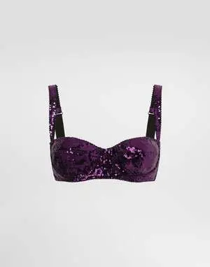 Dolce & Gabbana Balconette Bra With Micro-sequin Embroidery - Fuchsia