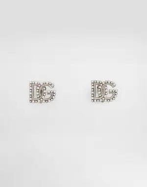 Dolce & Gabbana Dg Logo Rhinestone Clip-on Earrings - Silver