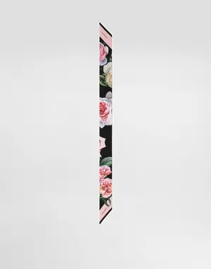 Dolce & Gabbana Twill Headscarf With Peony And Rose - Print