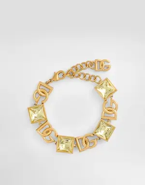 Dolce & Gabbana Bracelet With Dg Logo And Crystal Rhinestones - Gold