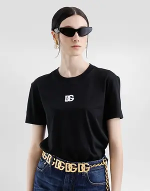 Dolce & Gabbana Jersey T-shirt With Dg Logo Embroidery - Black