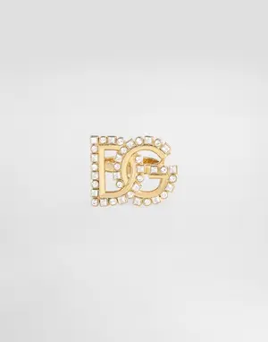 Dolce & Gabbana Rhinestone Dg Logo Ring - Gold