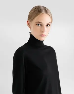 Dolce & Gabbana Wool Turtle-neck Sweater With Dg Logo - Black