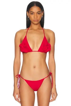 Magda Butrym Floral Bikini Top - Red