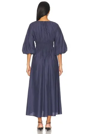 Matteau Shirred Plunge Button Dress - Dusk